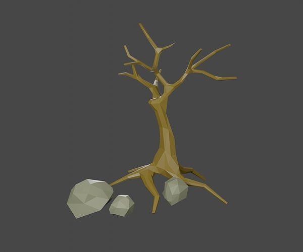 Leafless trees and rocks free VR / AR / low-poly 3D model | CGTrader
