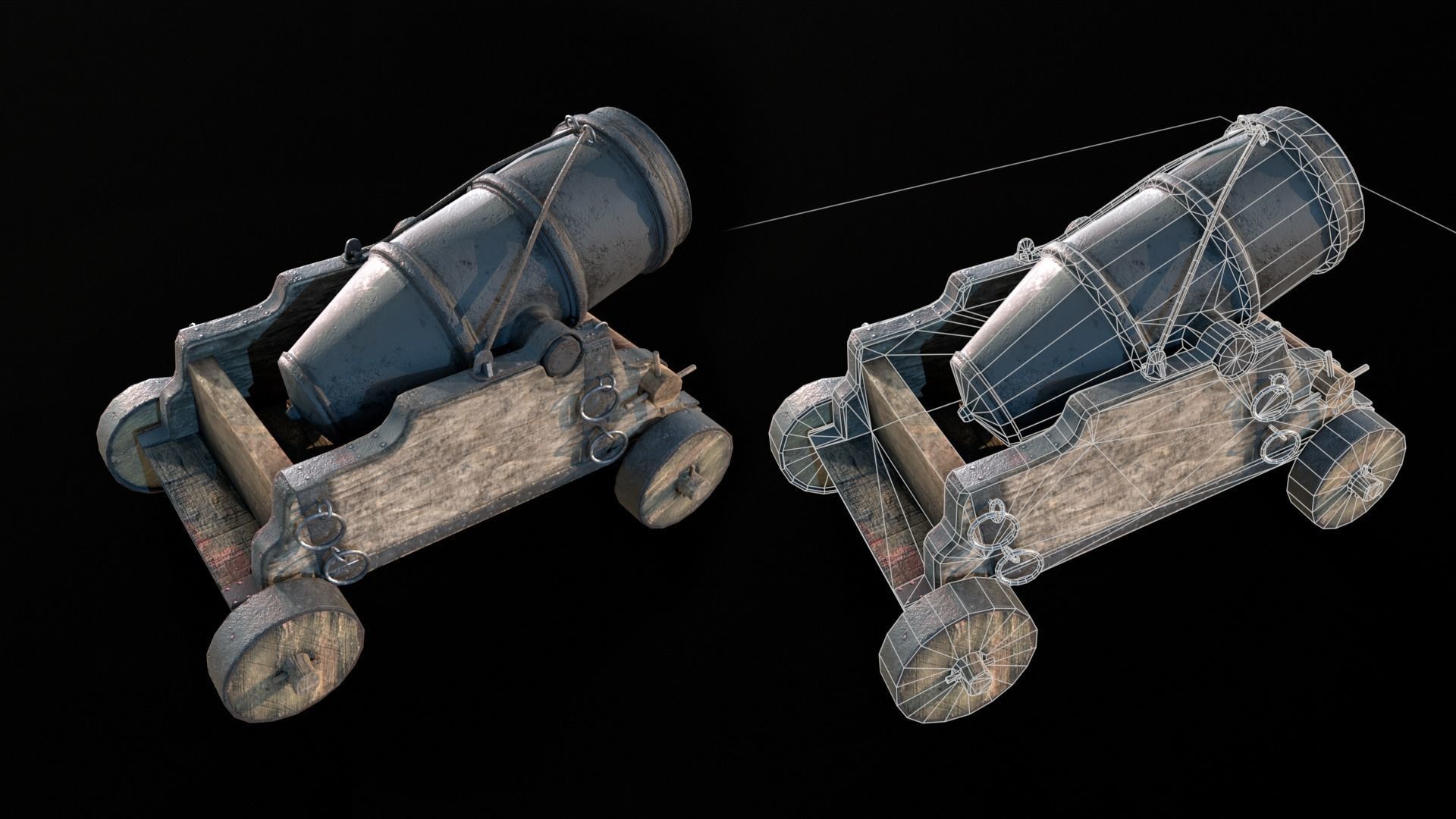 3D model Mortar two cannons on wheels VR / AR / low-poly | CGTrader