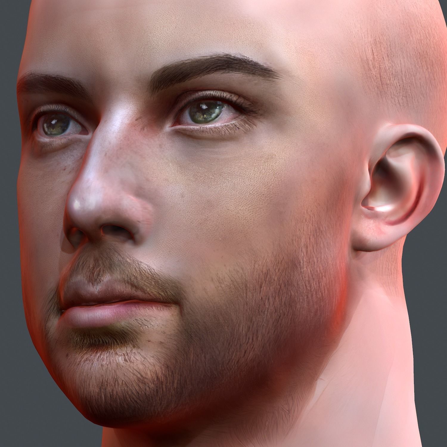 3D model Male head Realistic Perfect Head Low-poly 3D model game ready ...