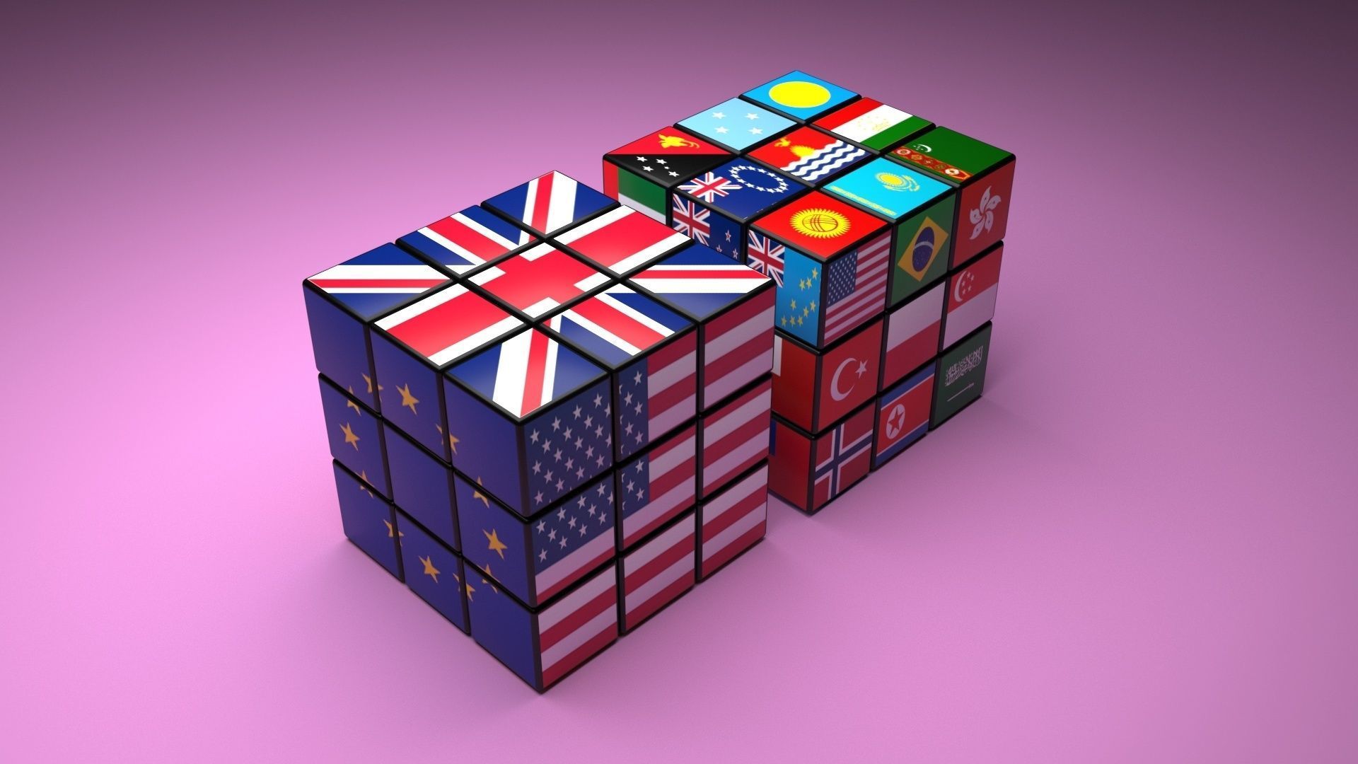 Rubiks Cubes With Flags 3D model | CGTrader