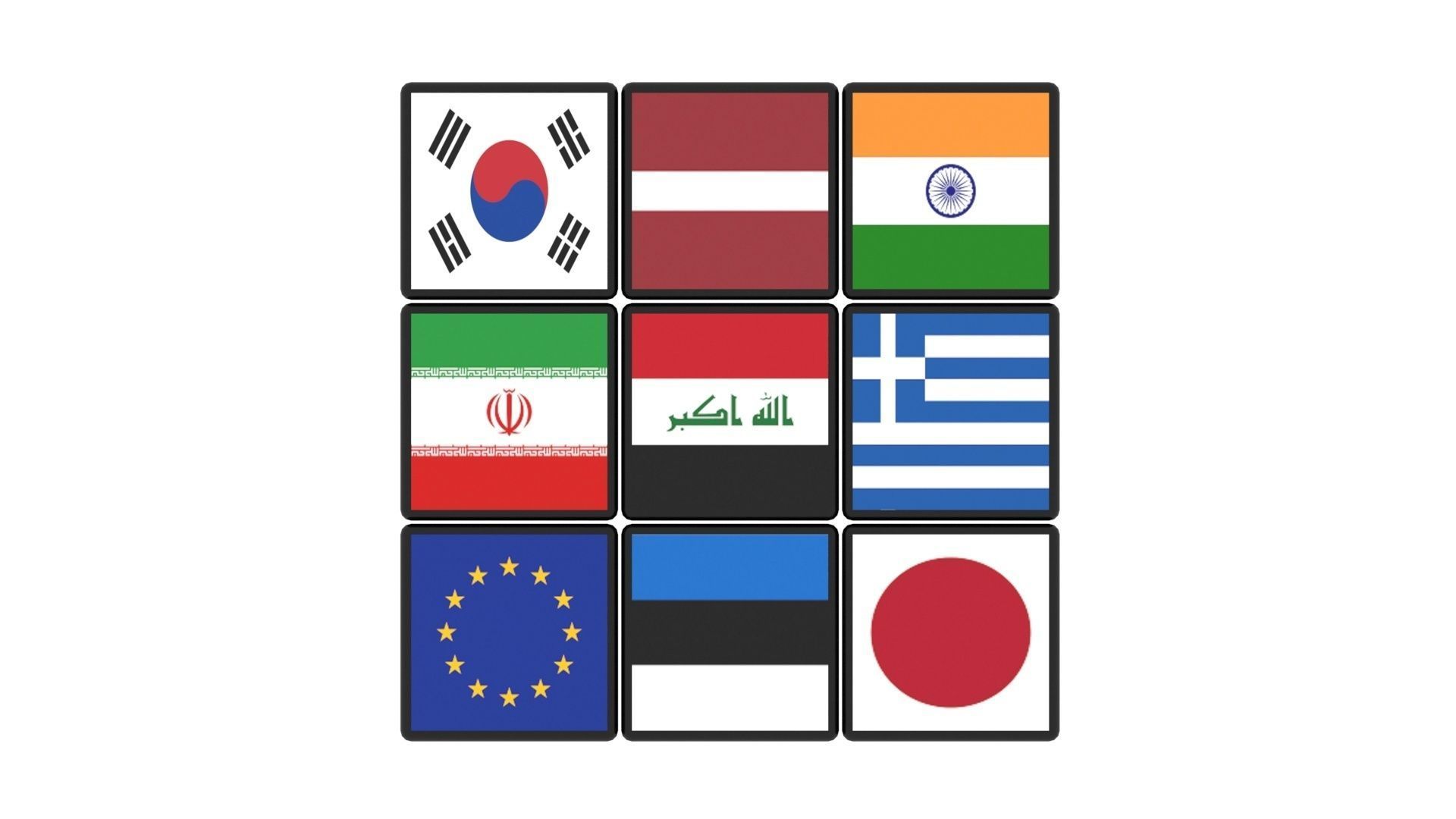 Rubiks Cubes With Flags 3D model | CGTrader