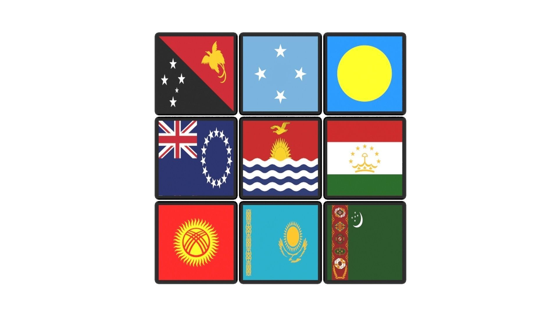 Rubiks Cubes With Flags 3D model | CGTrader