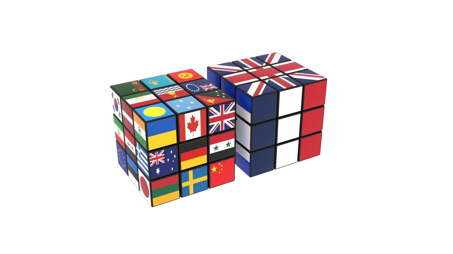 Rubiks Cubes With Flags 3D model | CGTrader