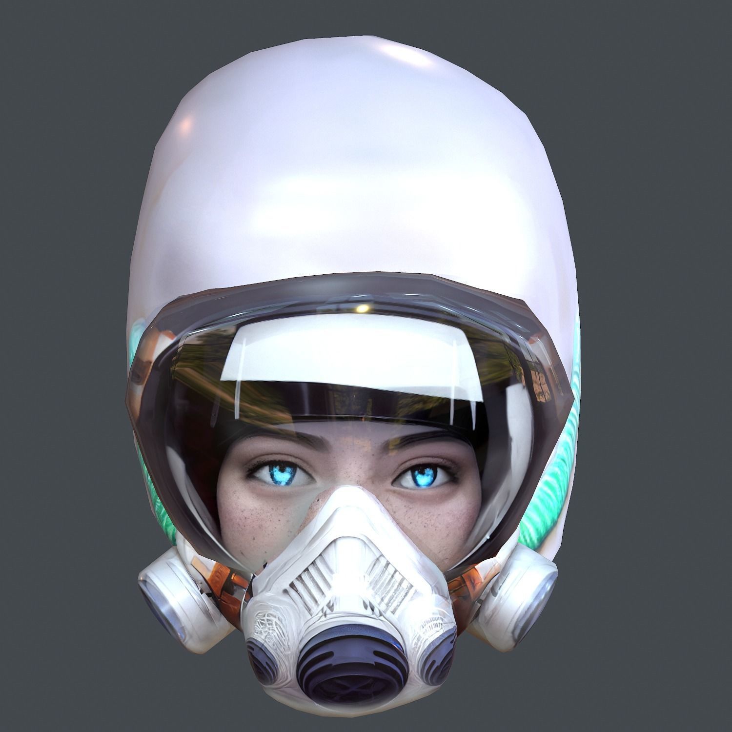 3D model Gas mask helmet scifi character game space VR / AR / low-poly ...