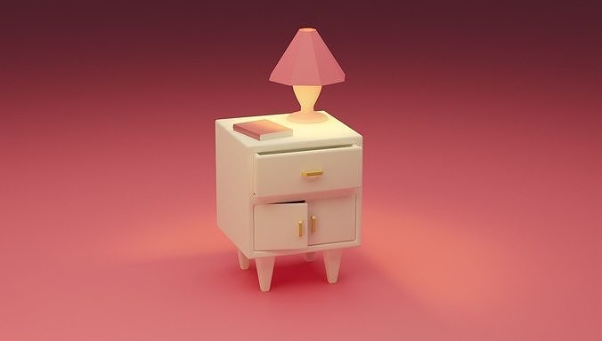 Bedroom drawer with book and night lamp 3D model | CGTrader