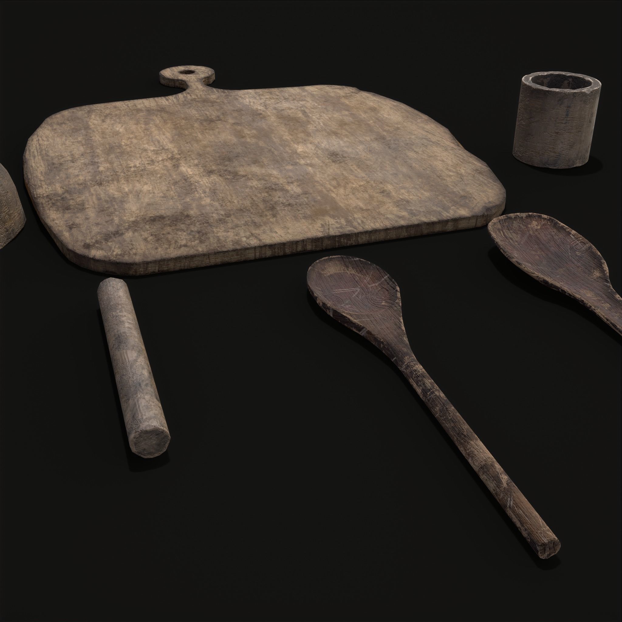 3D model Rustic Wooden Medieval Cooking Set VR / AR / low-poly | CGTrader