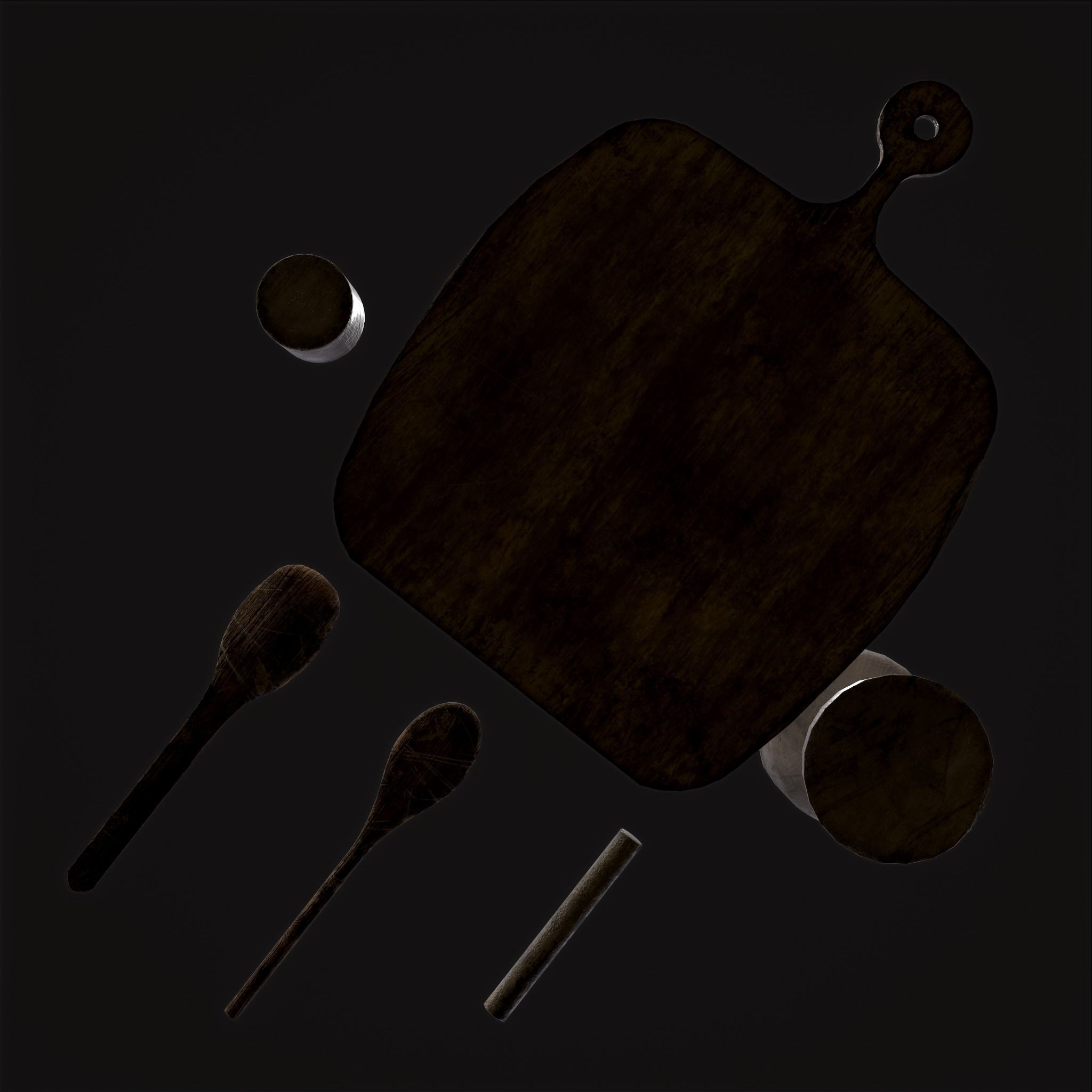 3D model Rustic Wooden Medieval Cooking Set VR / AR / low-poly | CGTrader