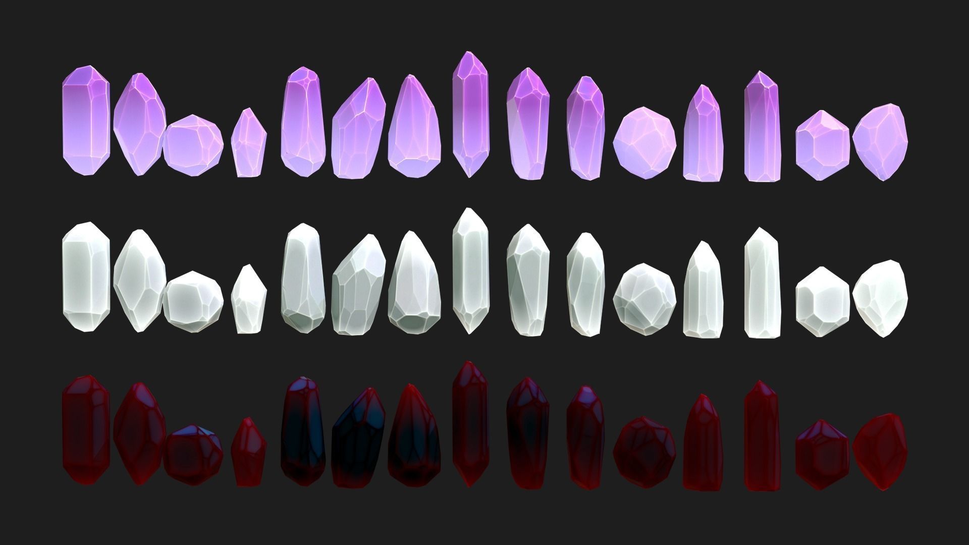 3D model Lowpoly Crystals with 3 PBR materials VR / AR / low-poly | CGTrader