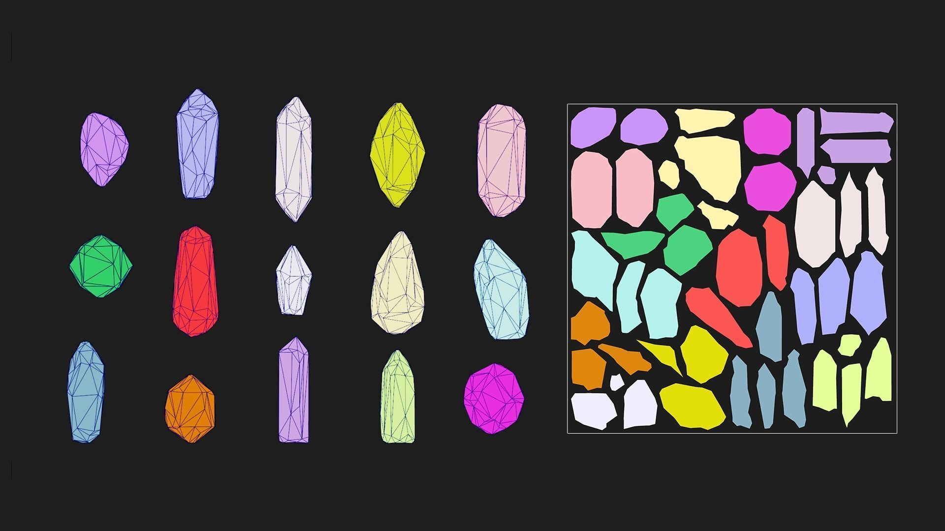 3D model Lowpoly Crystals with 3 PBR materials VR / AR / low-poly ...