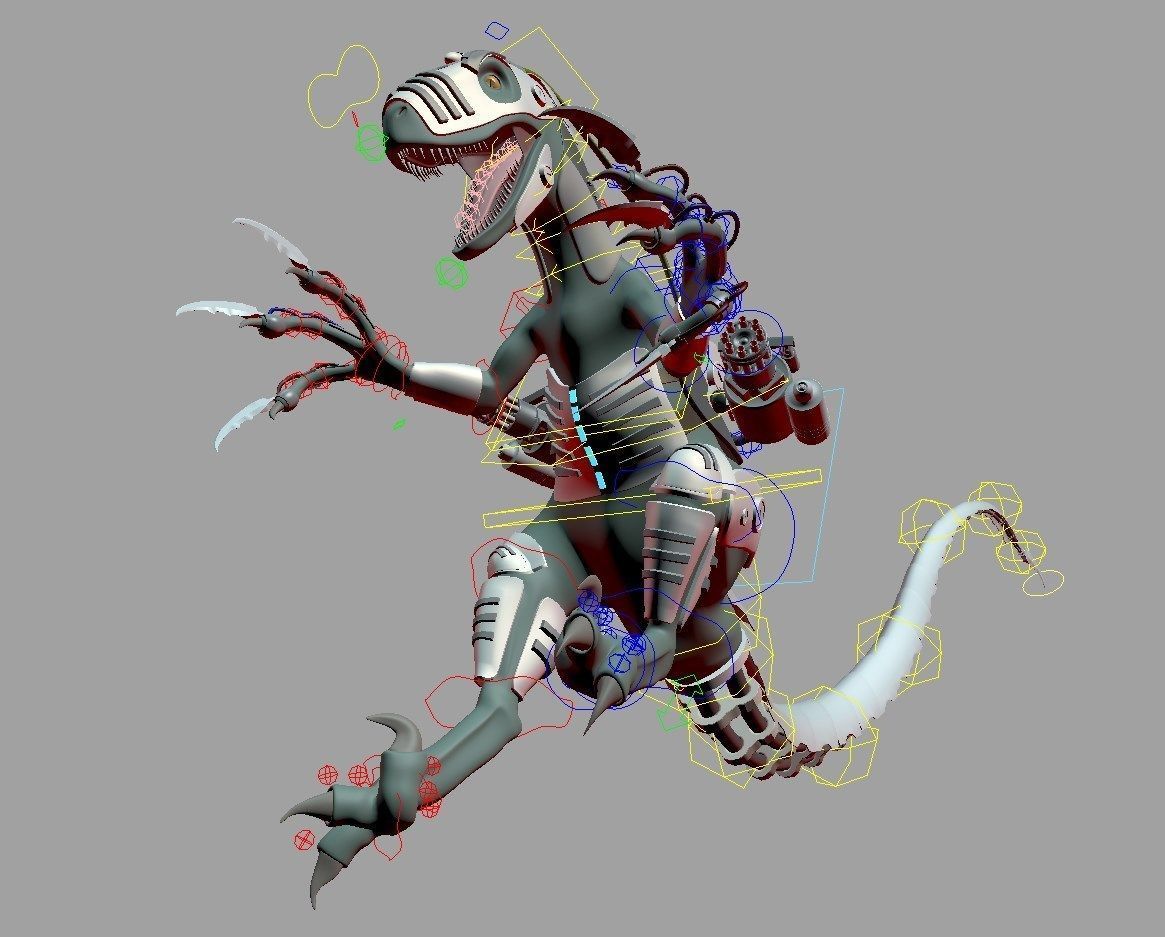 Weaponized Velociraptor - Rig 3D model rigged | CGTrader