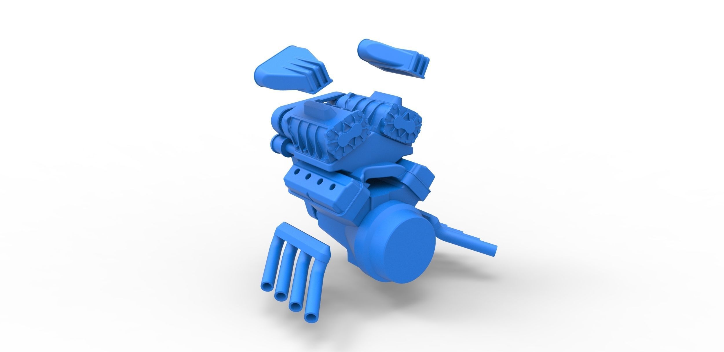 Diecast engine V8 double supercharger Version 3 Scale 1 to 25 3D model ...