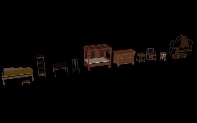 Chinese Interior Furniture asset pack 3D model | CGTrader