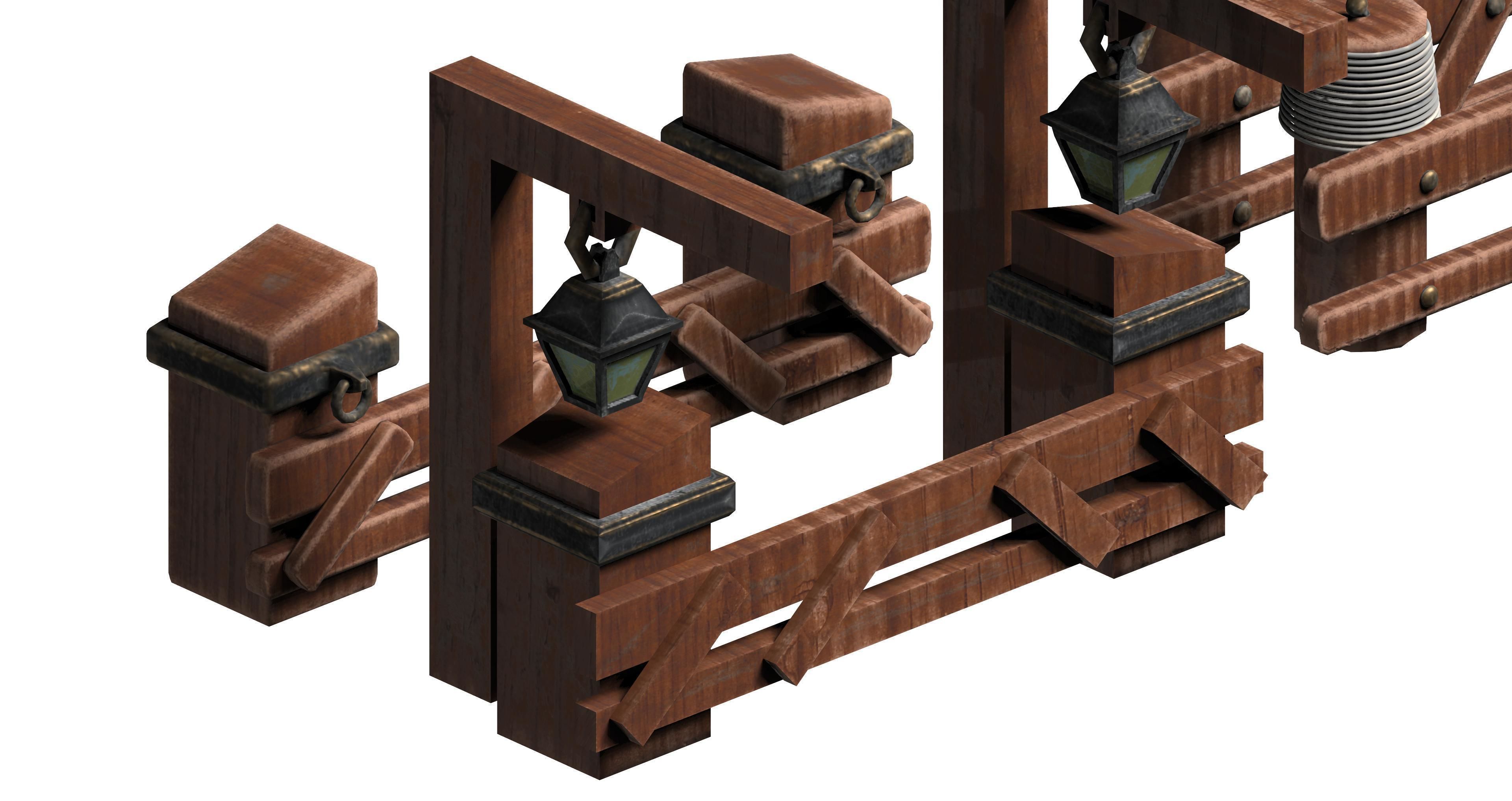 3D model Modular Wooden fence game asset VR / AR / low-poly | CGTrader