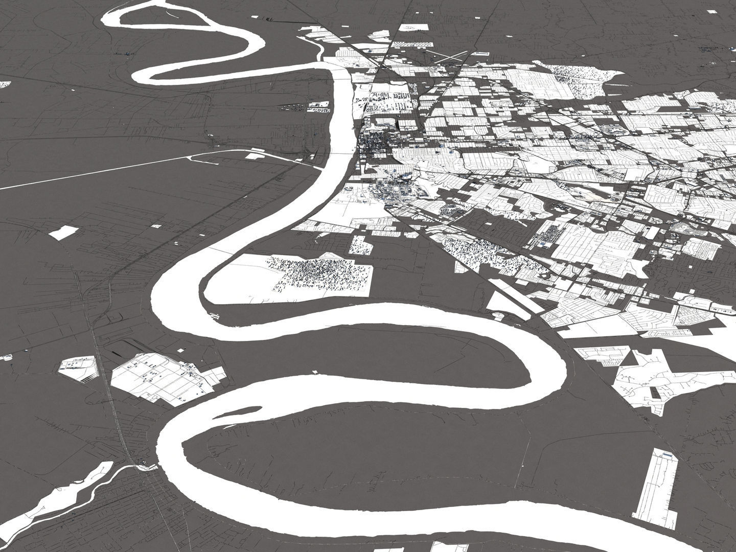 Baton Rouge Louisiana 50x50km 3D City Map 3D model | CGTrader