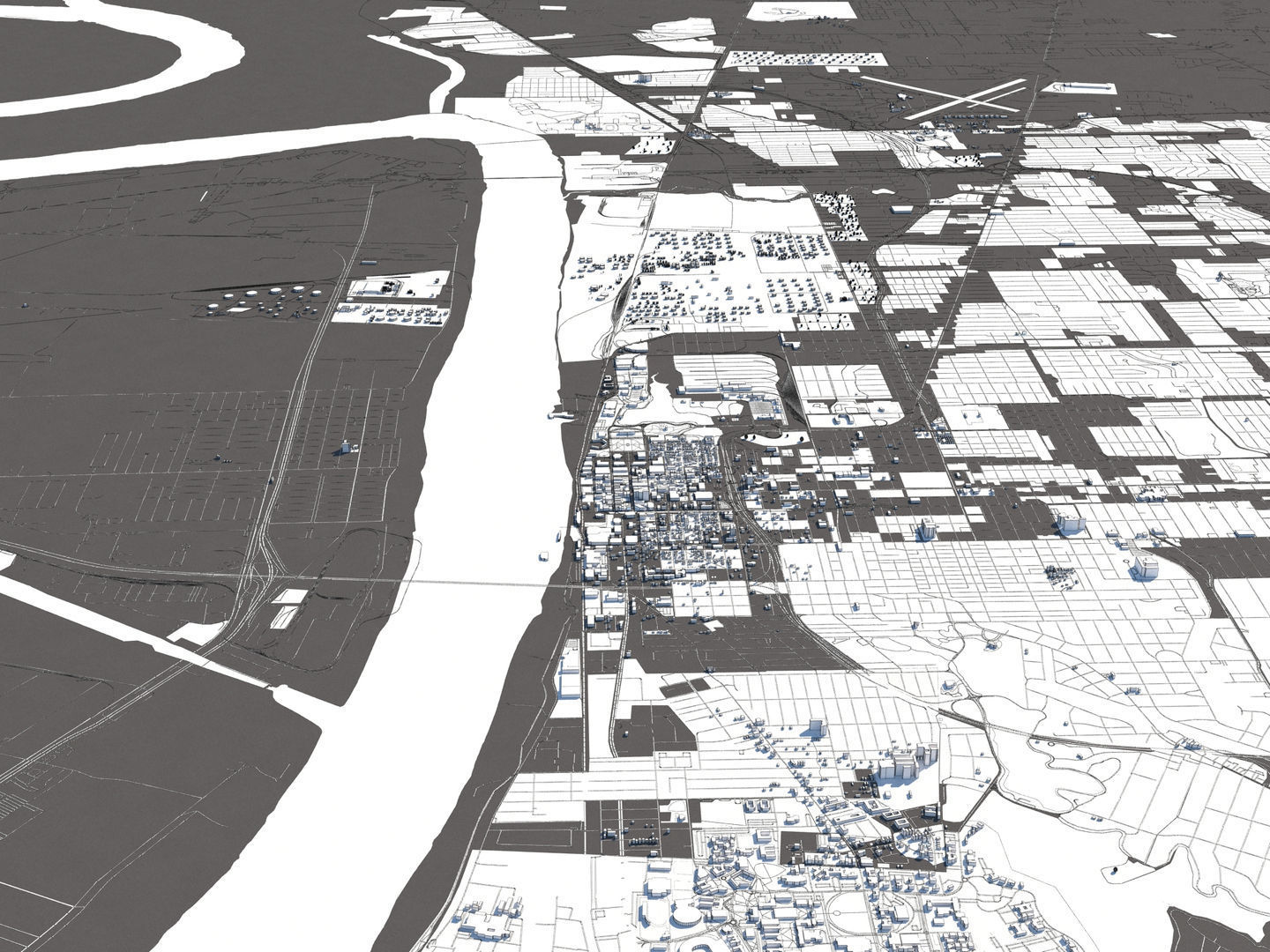 Baton Rouge Louisiana 50x50km 3D City Map 3D model | CGTrader