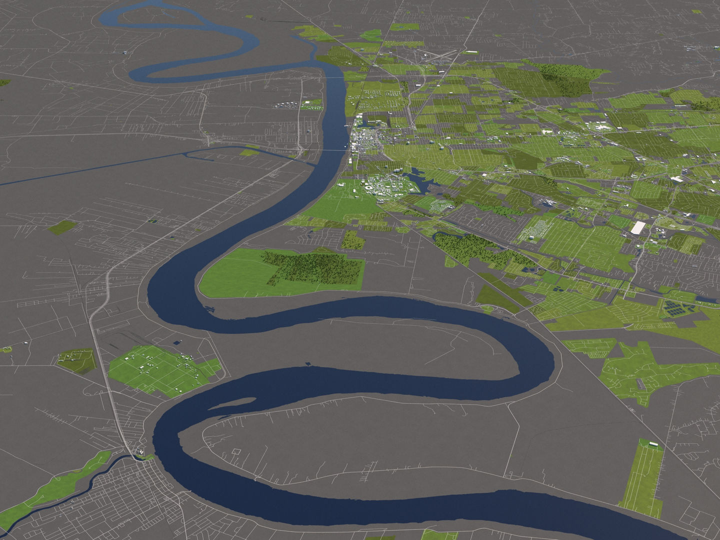 Baton Rouge Louisiana 50x50km 3D City Map 3D model | CGTrader