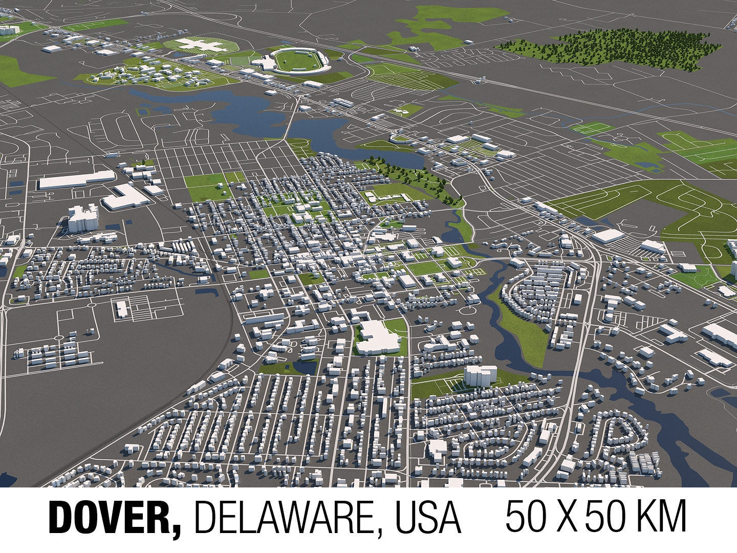 Dover Delaware USA 50x50km 3D City Map 3D model | CGTrader