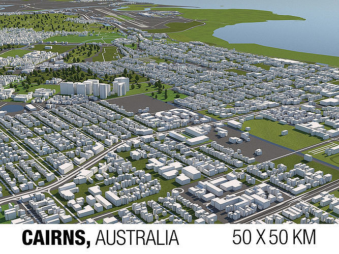 Cairns Australia 50x50km 3D City Map 3D model | CGTrader