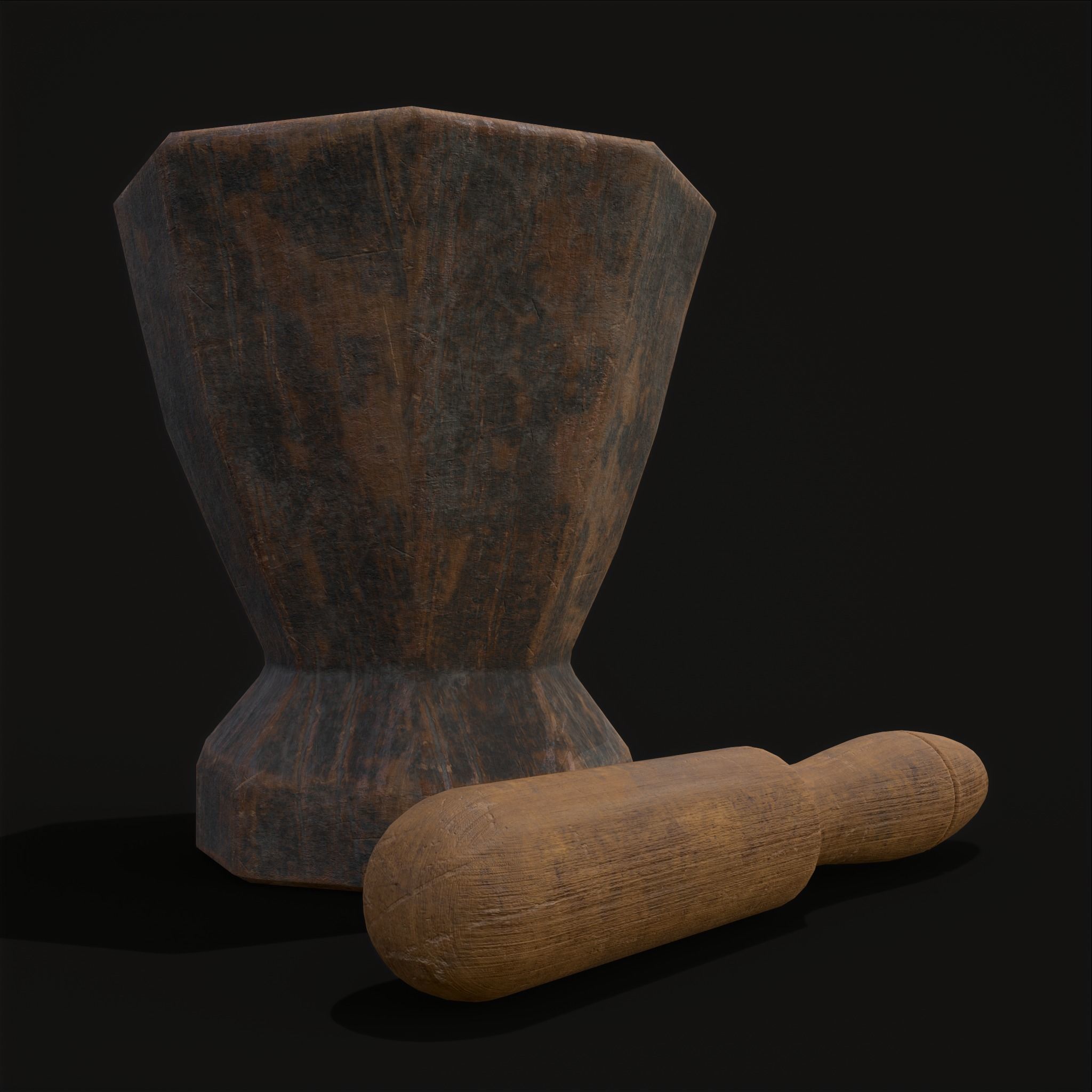 3D model Medieval Wooden Mortar and Pestle VR / AR / low-poly | CGTrader