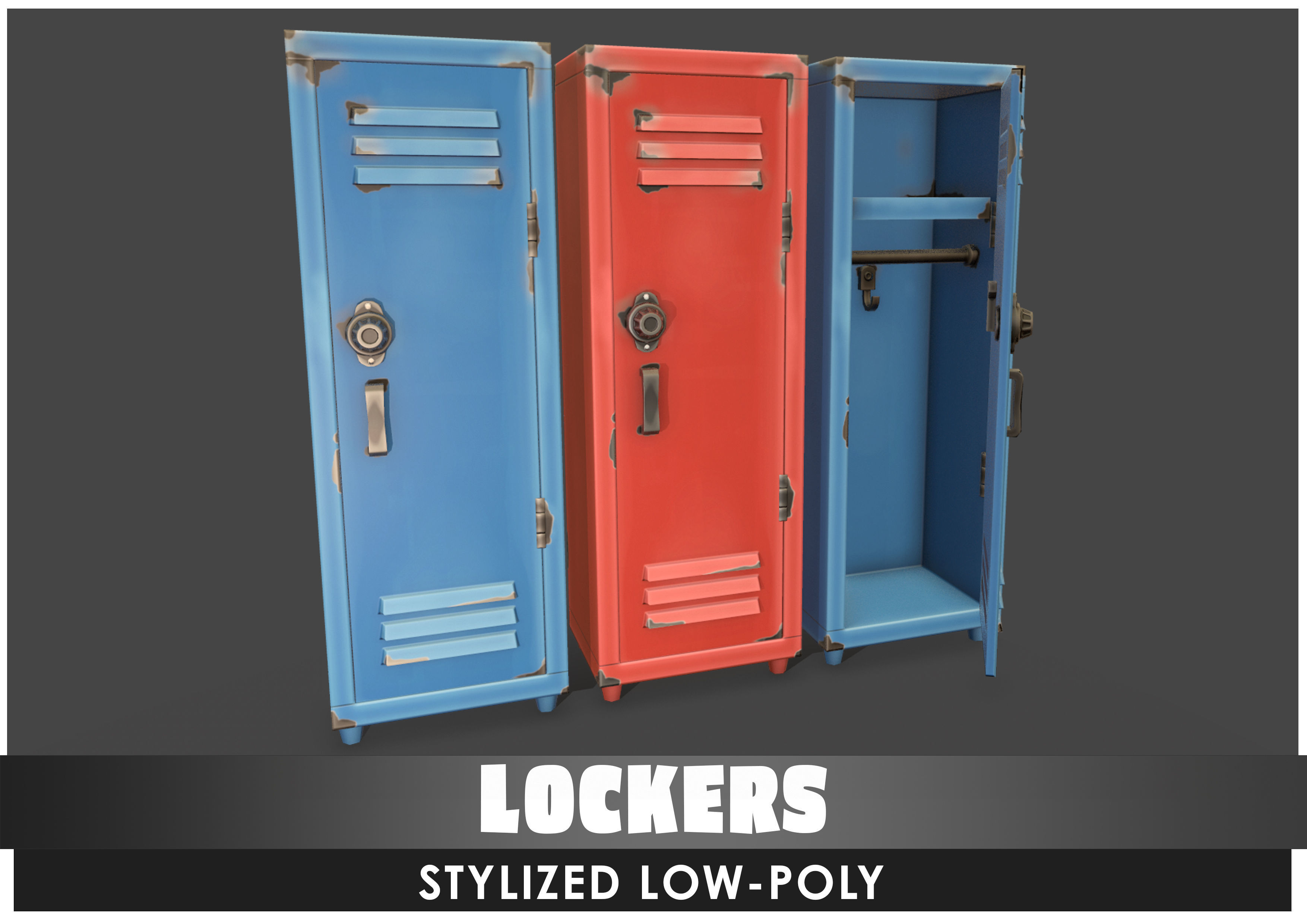 3D model Lockers - Stylized Low Poly VR / AR / low-poly | CGTrader