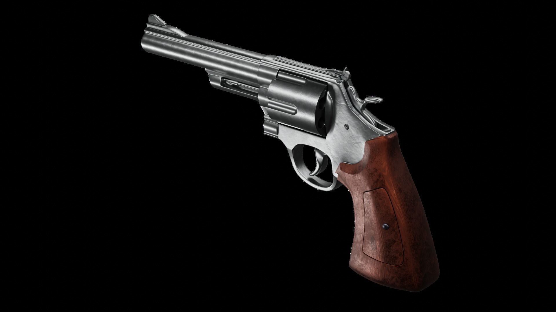 Old Classic Revolver Gun Silver and Black With Bullets 3D model | CGTrader