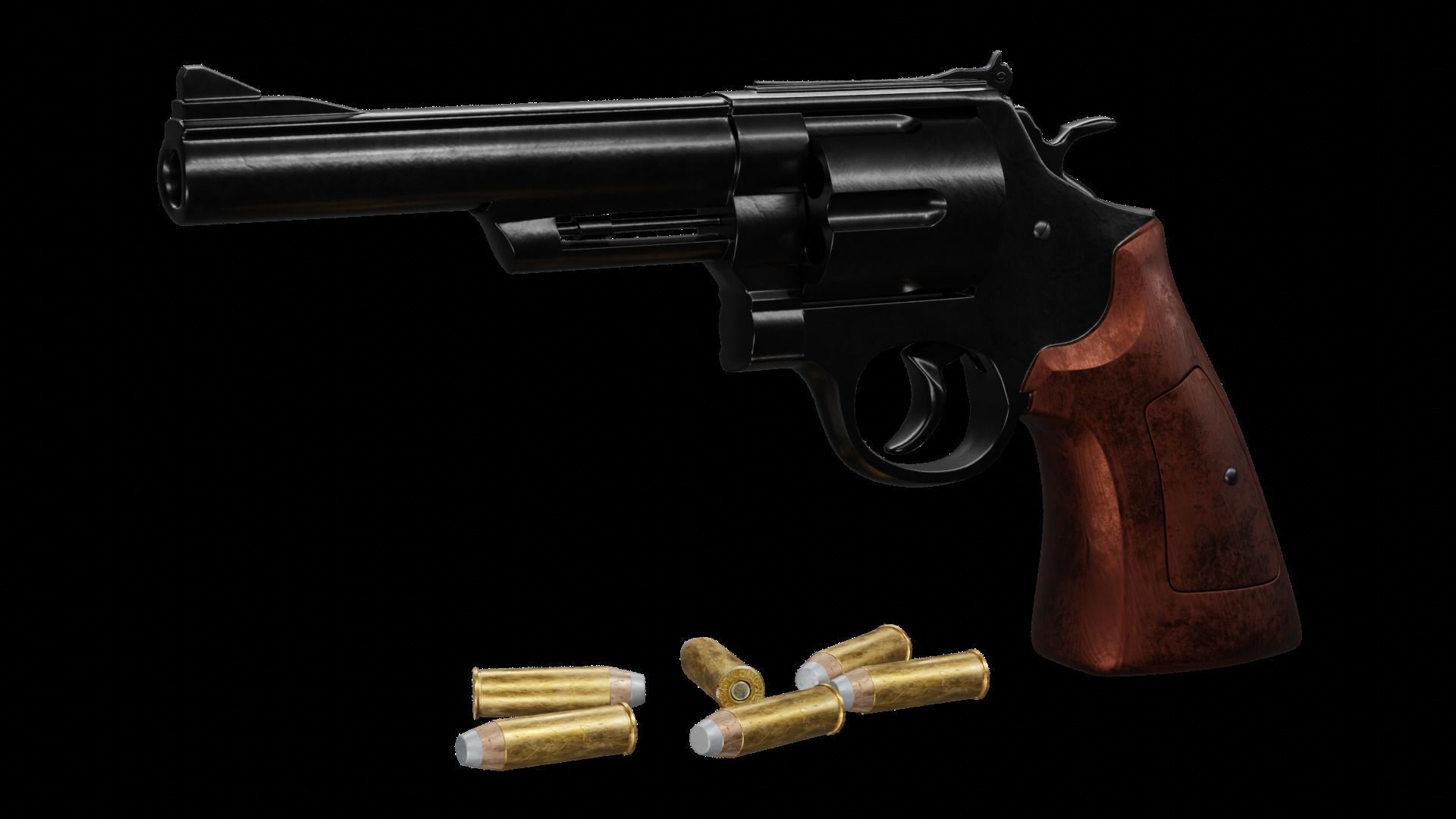 Old Classic Revolver Gun Silver and Black With Bullets 3D model | CGTrader