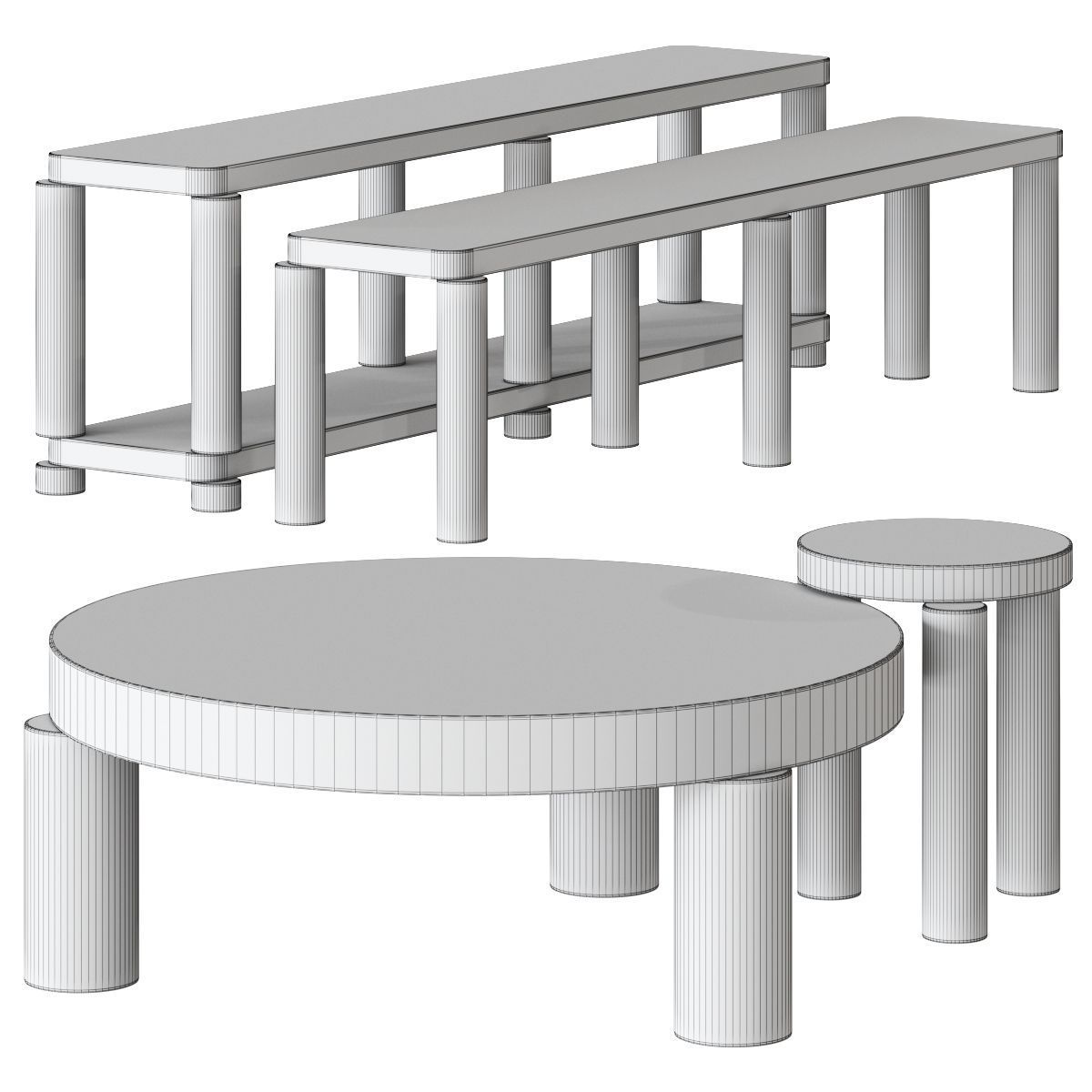 Offset Shelf Natural Tier Resident Table 3D model | CGTrader