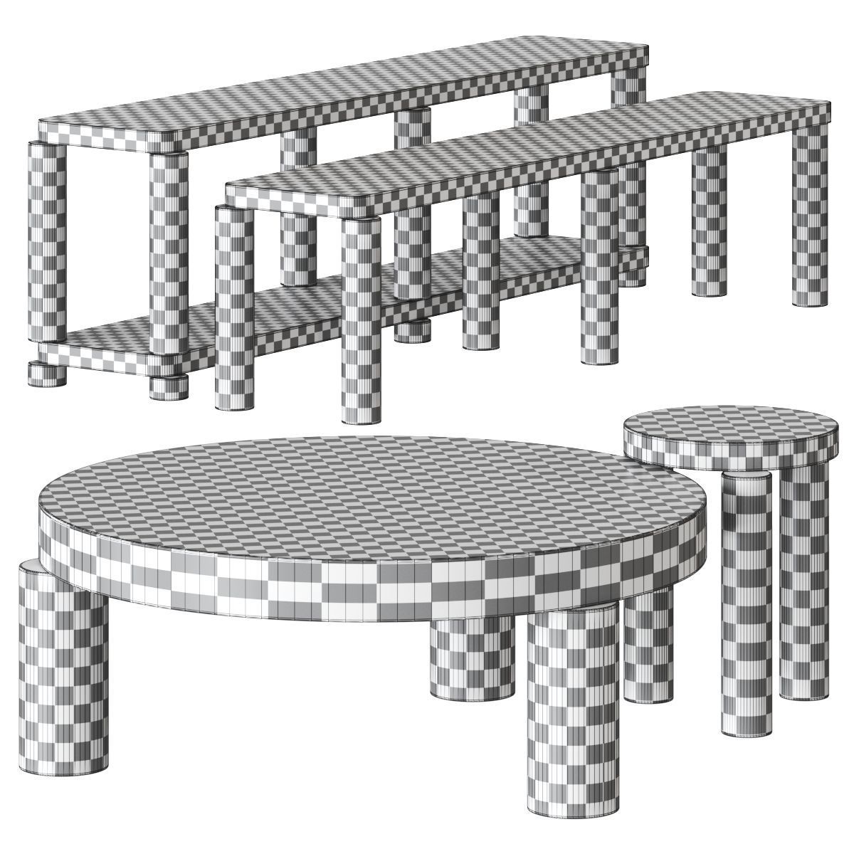 Offset Shelf Natural Tier Resident Table 3D model | CGTrader