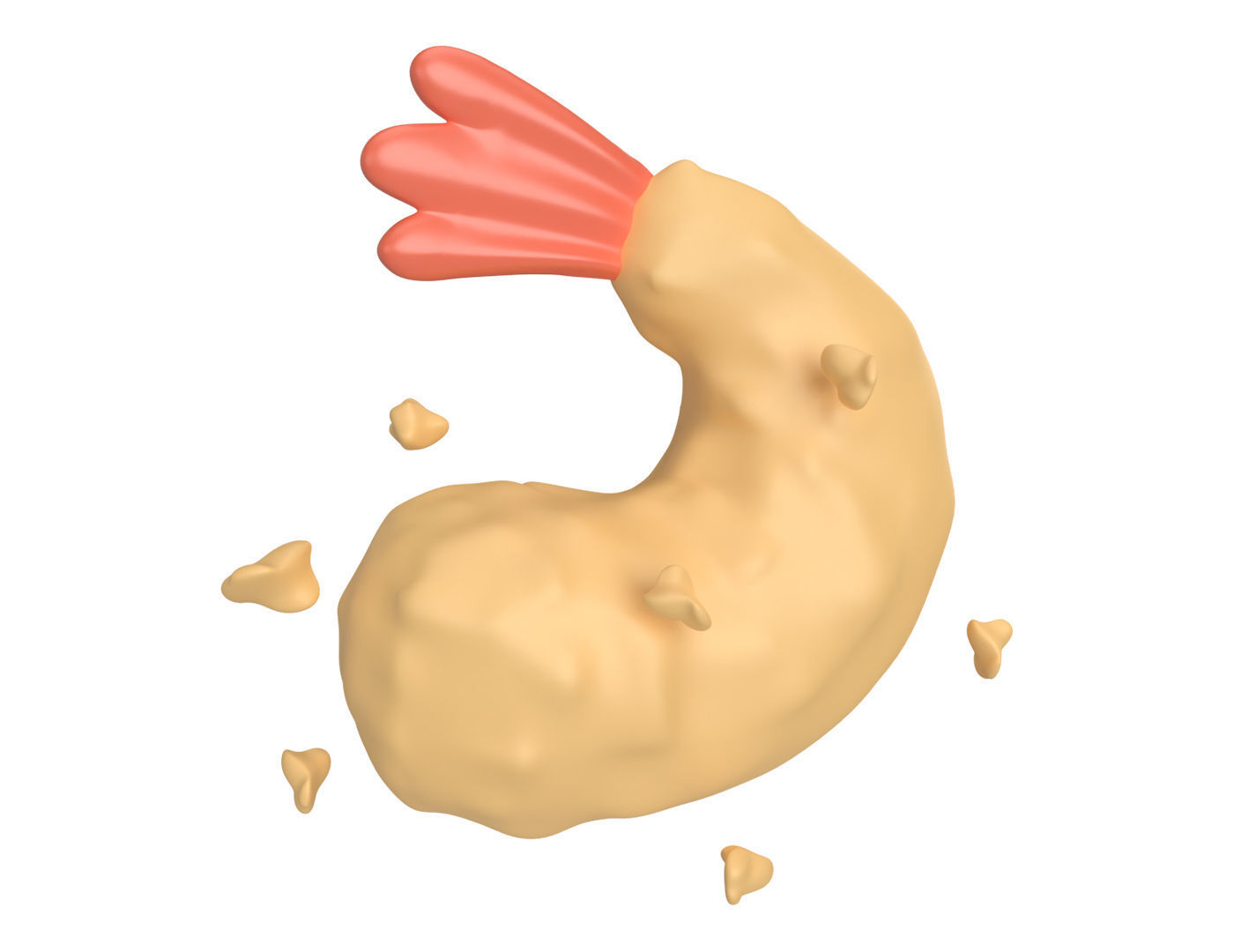 3D model Cartoon Crispy fried prawn VR / AR / low-poly | CGTrader
