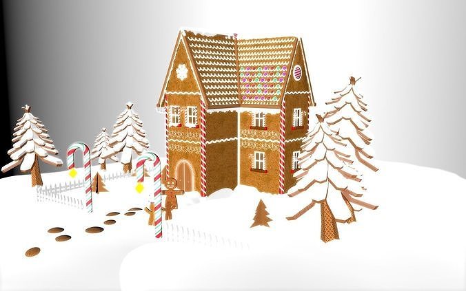 Gingerbread Village V2 two-storey house 3D model | CGTrader