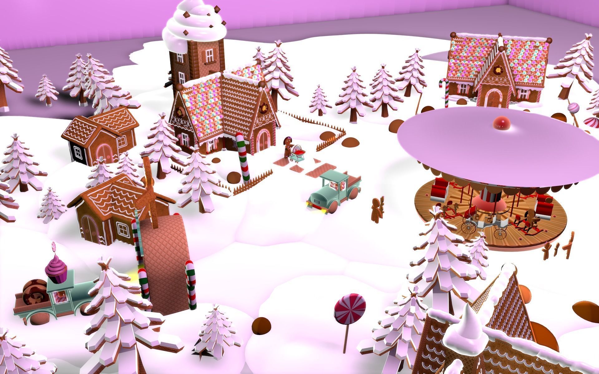 Gingerbread Village V2 two-storey house 3D model | CGTrader