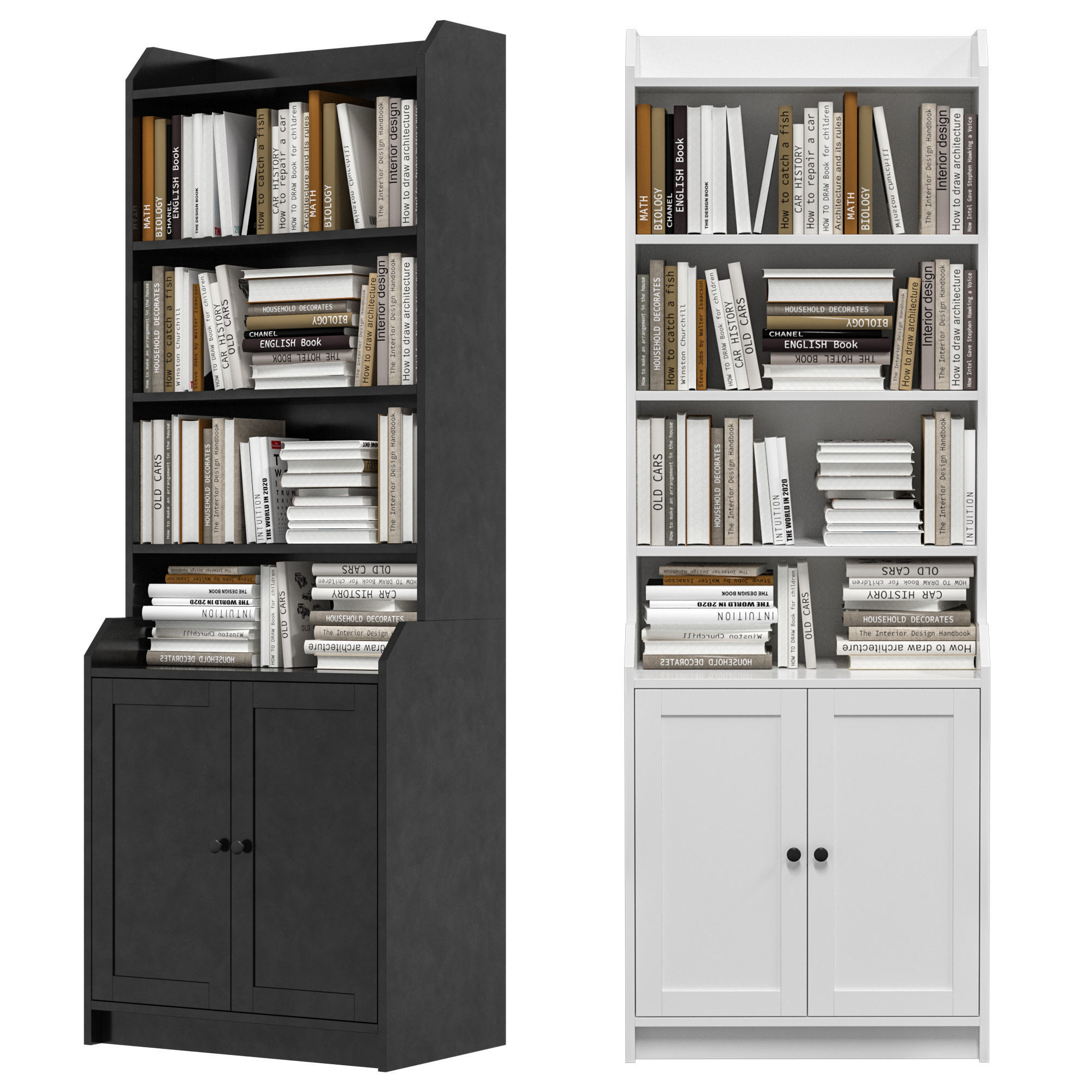 IKEA - HAUGA Tall cabinet with 2 doors and books 3D model | CGTrader