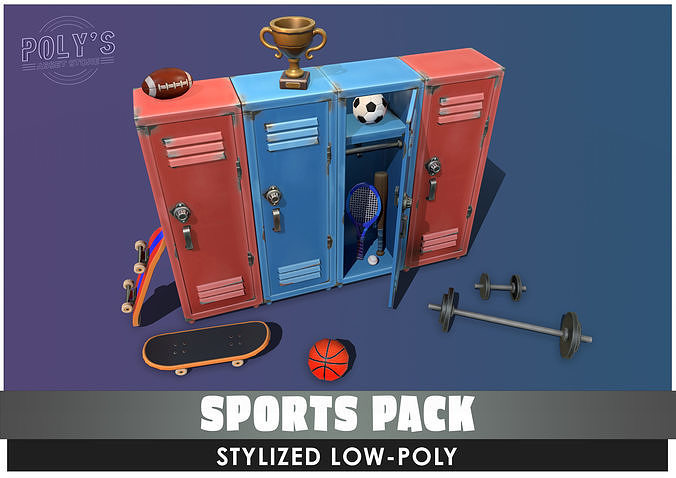 3D model Sports Equipment Pack - Stylized Low Poly VR / AR / low-poly ...