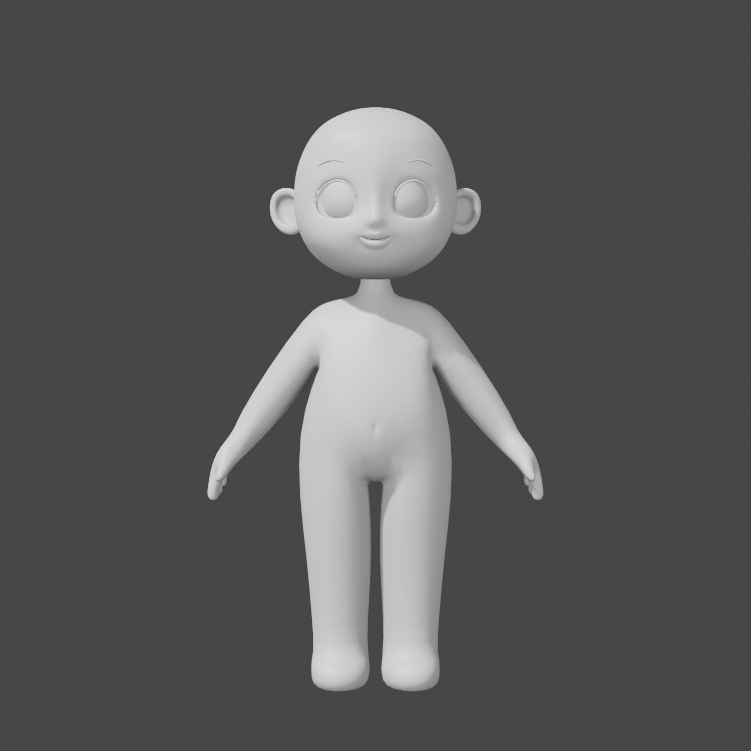 3D model Base Meshes Character Starter Kit Cute Anime Chibi Girl VR ...