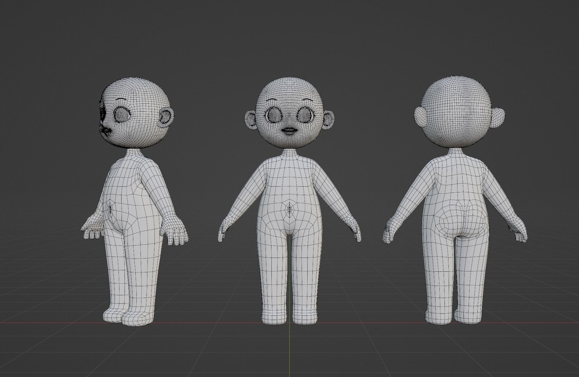 3D model Base Meshes Character Starter Kit Cute Anime Chibi Girl VR ...