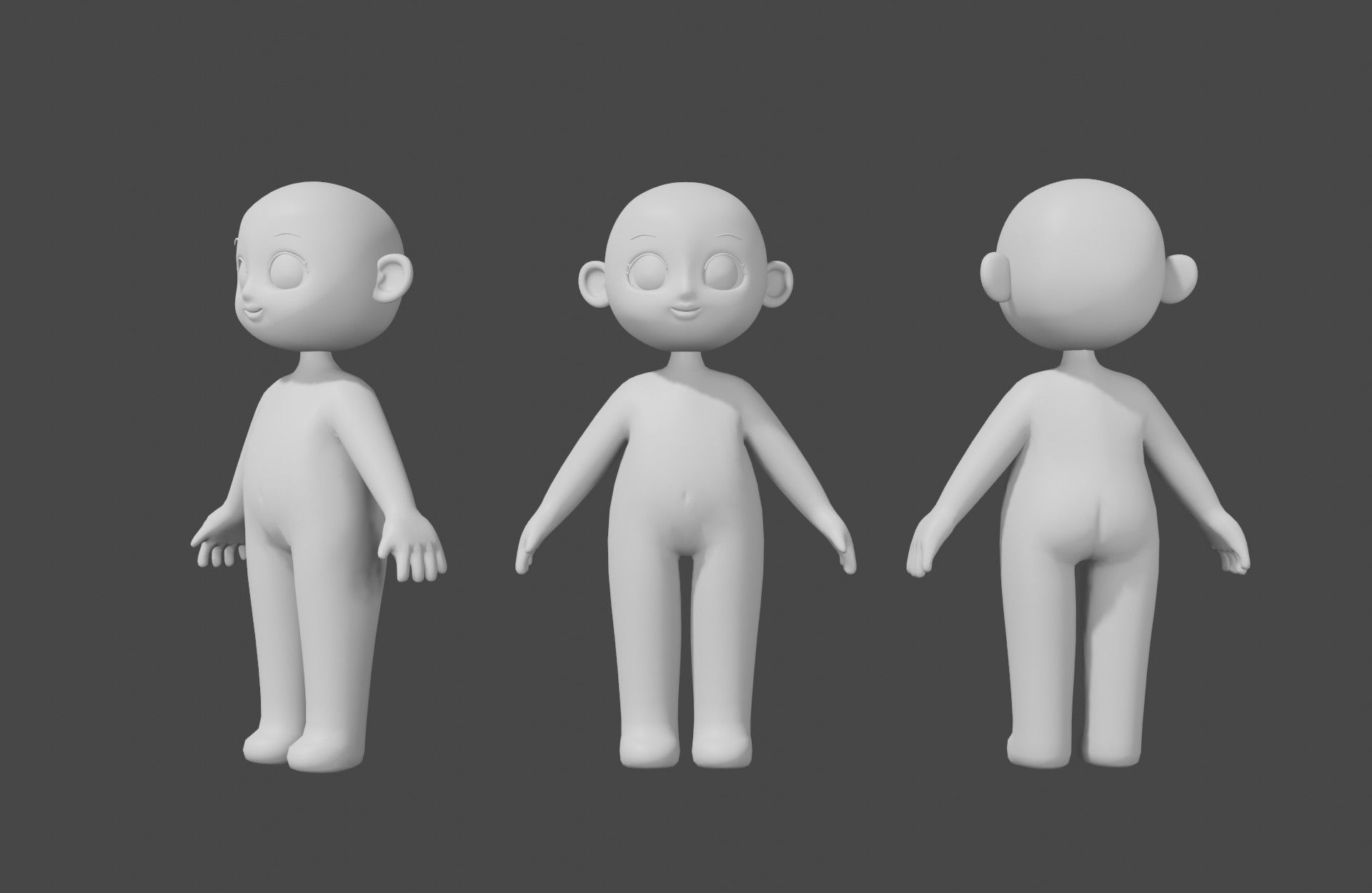 3D model Base Meshes Character Starter Kit Cute Anime Chibi Girl VR ...