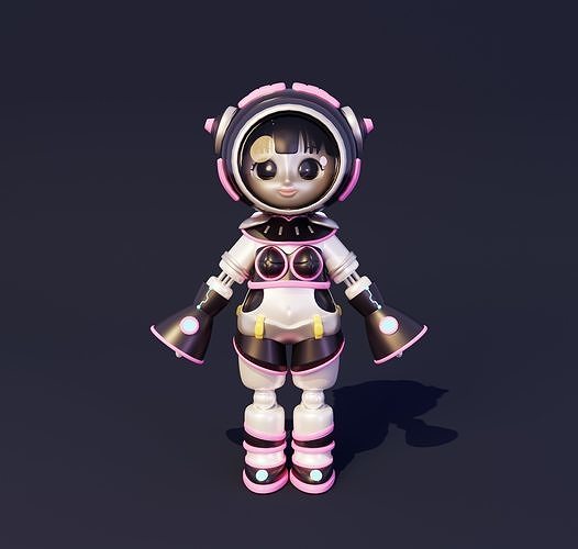 Cartoon Cute Female Cyborg Robot Character 3D model | CGTrader