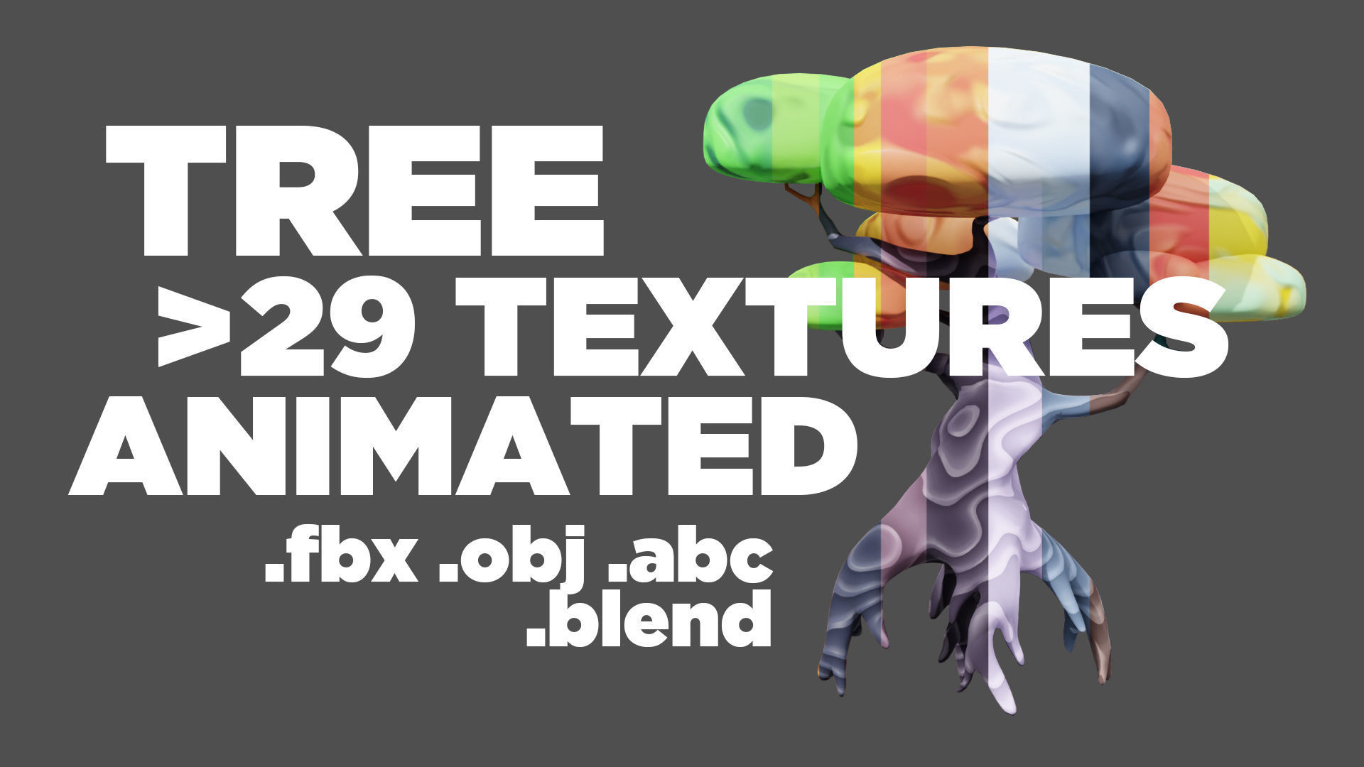3D model Stylized multimaterial animated tree with 29 color map VR / AR ...