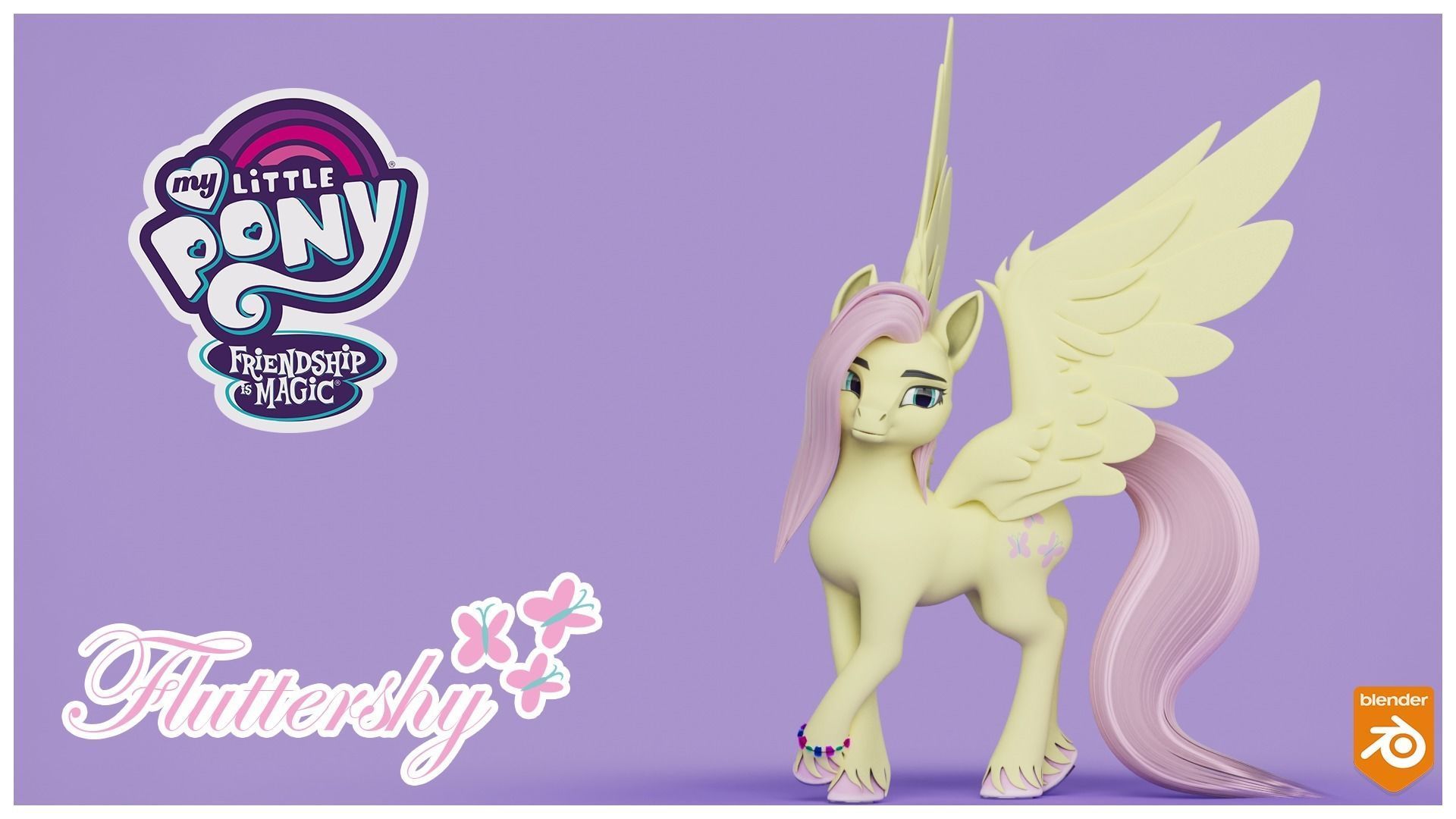 3D model Stylized Fluttershy from My Little Pony G4 VR / AR / low-poly ...