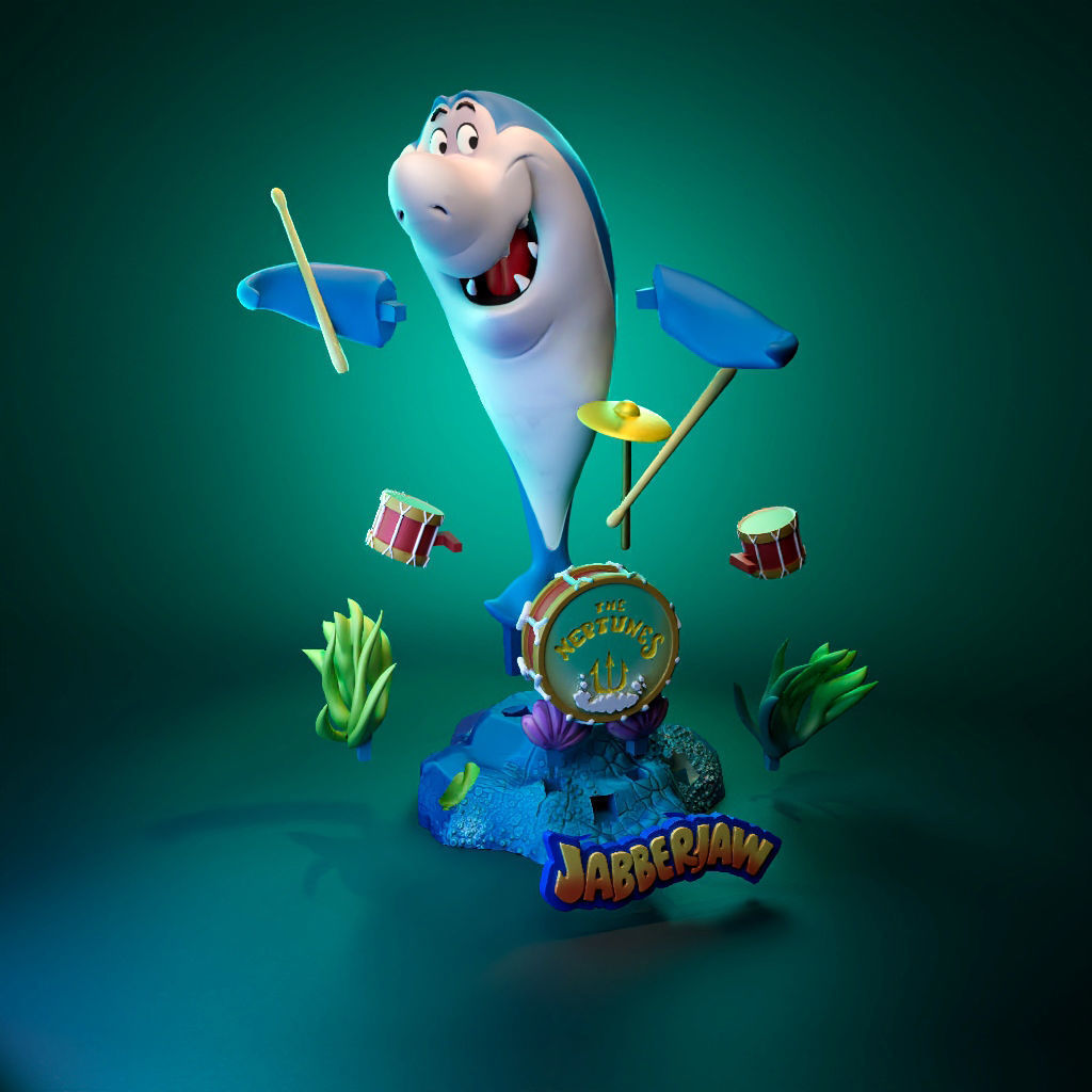 Jabberjaw shark with drums 3D model 3D printable | CGTrader
