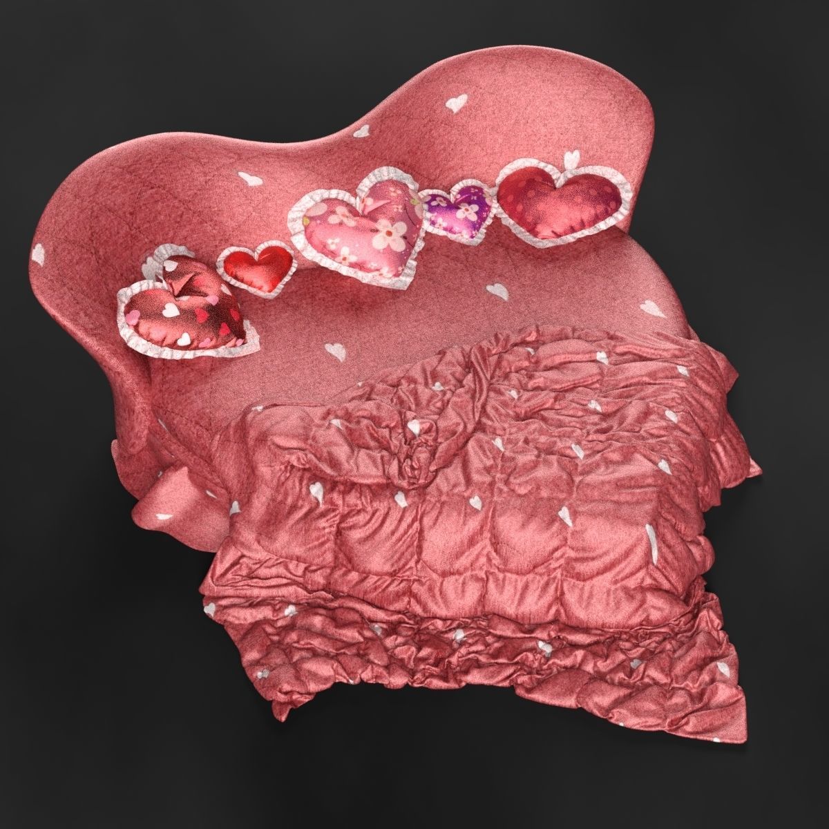 Heart Bed with Gift Room 3D model | CGTrader