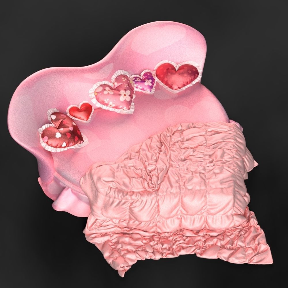 Heart Bed with Gift Room 3D model | CGTrader