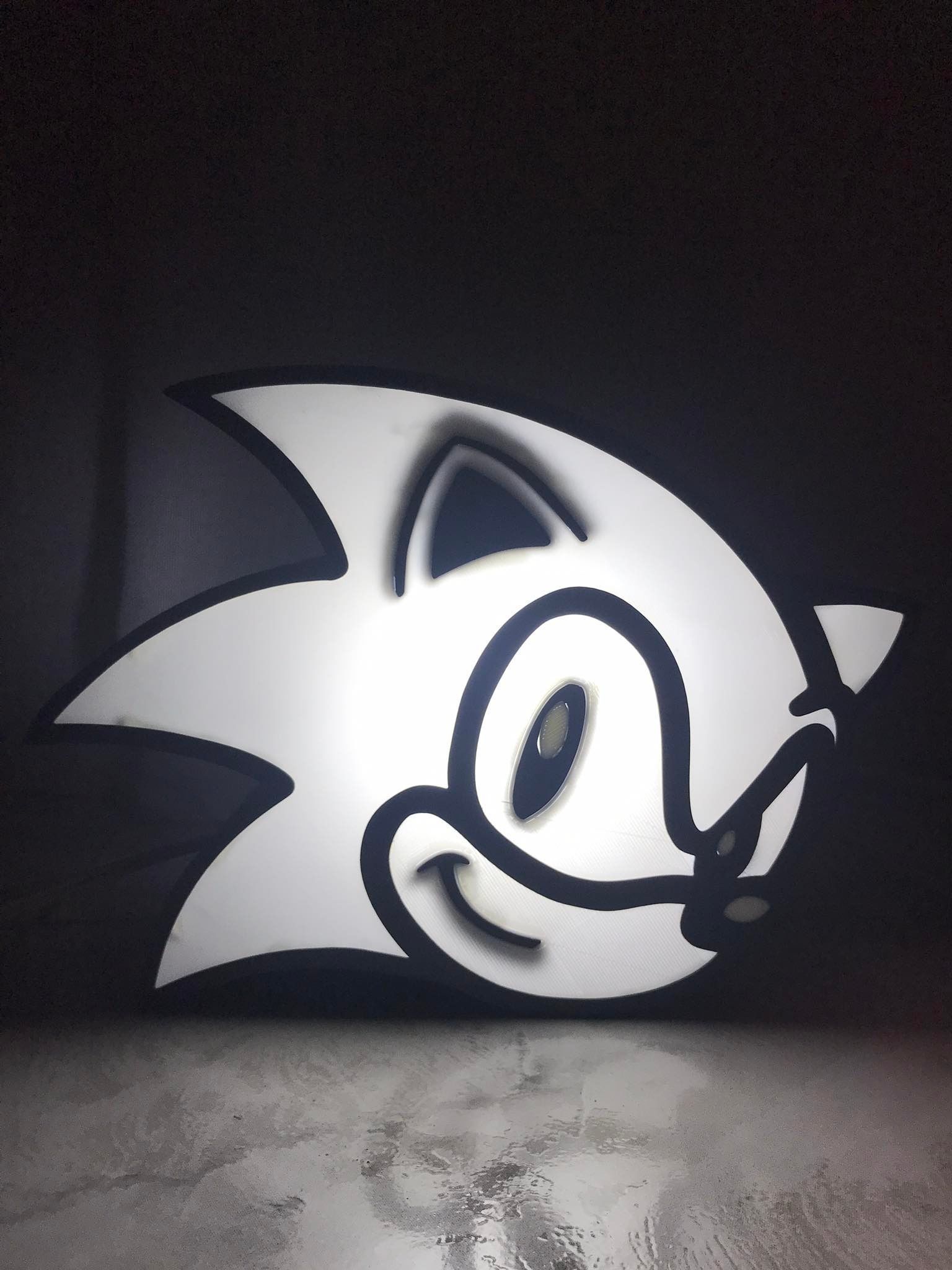 Sonic 3D LED LAMP Black White 3D model 3D printable | CGTrader