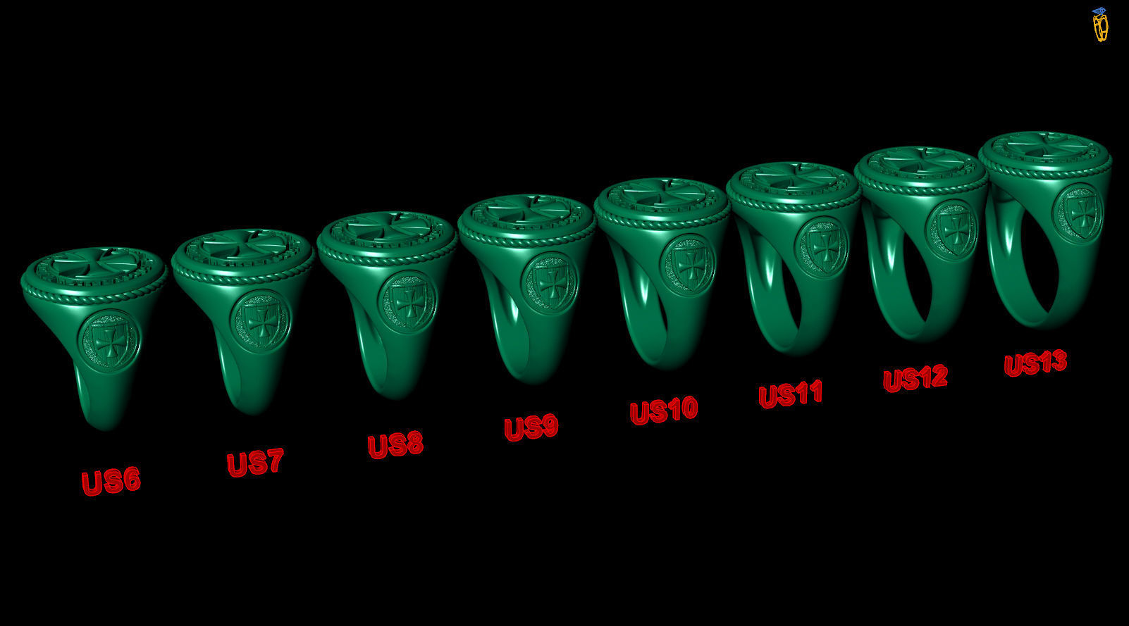 Templar Cross Shield Maltese Symbol Signet 3D model 3D printable | CGTrader