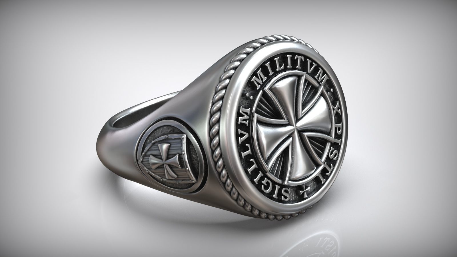 Templar Cross Shield Maltese Symbol Signet 3D model 3D printable | CGTrader