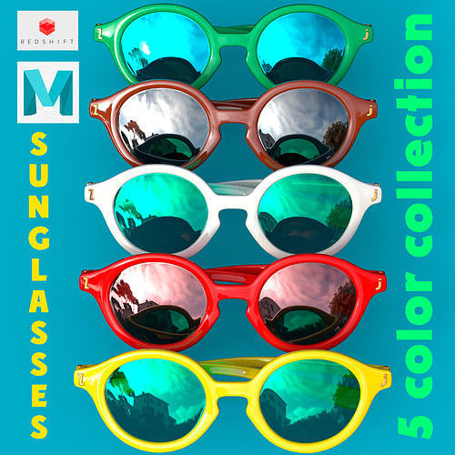 3D model Sunglasses in 5 different colors Collection VR / AR / low-poly ...