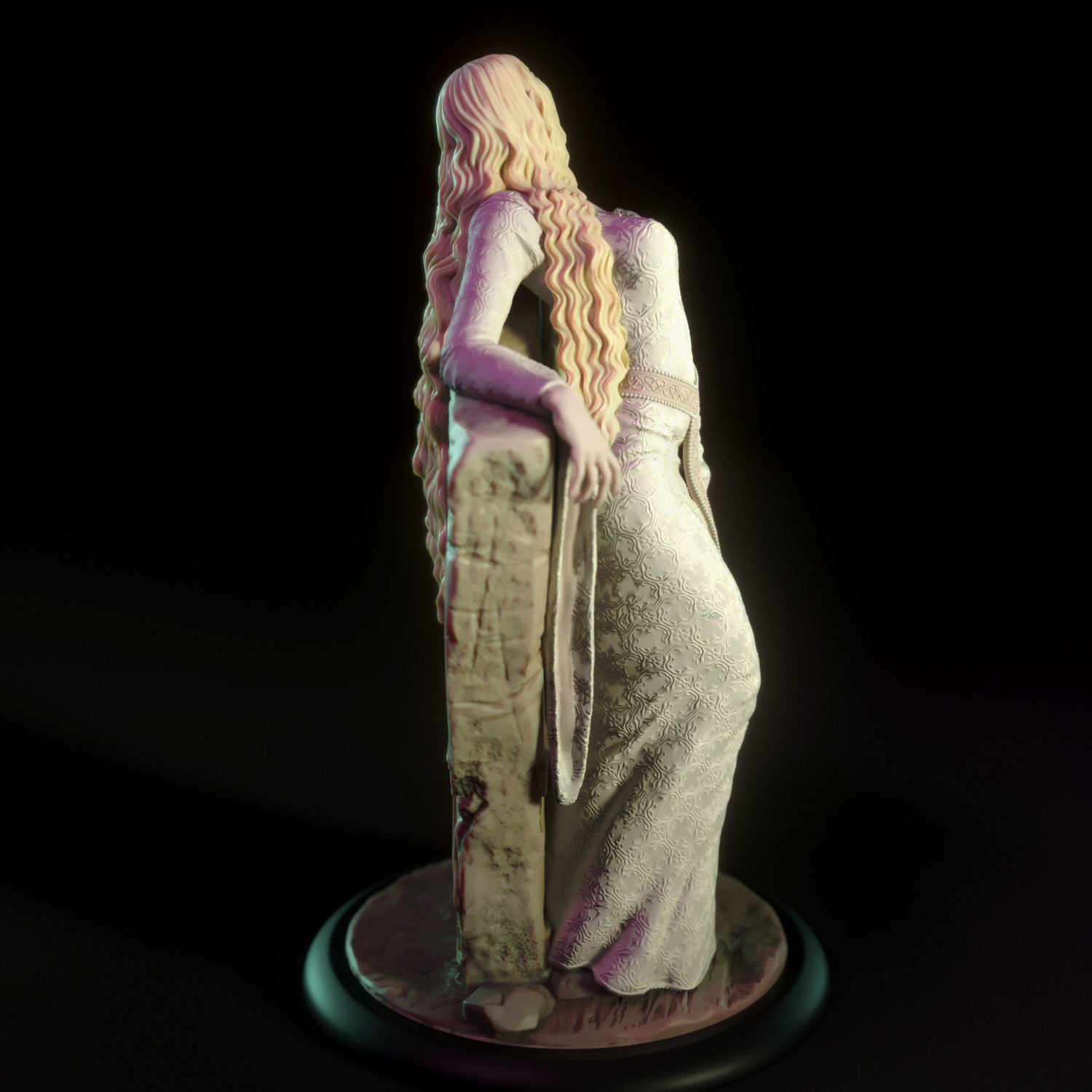 Galadriel statue of woman leaning 3D model 3D printable | CGTrader
