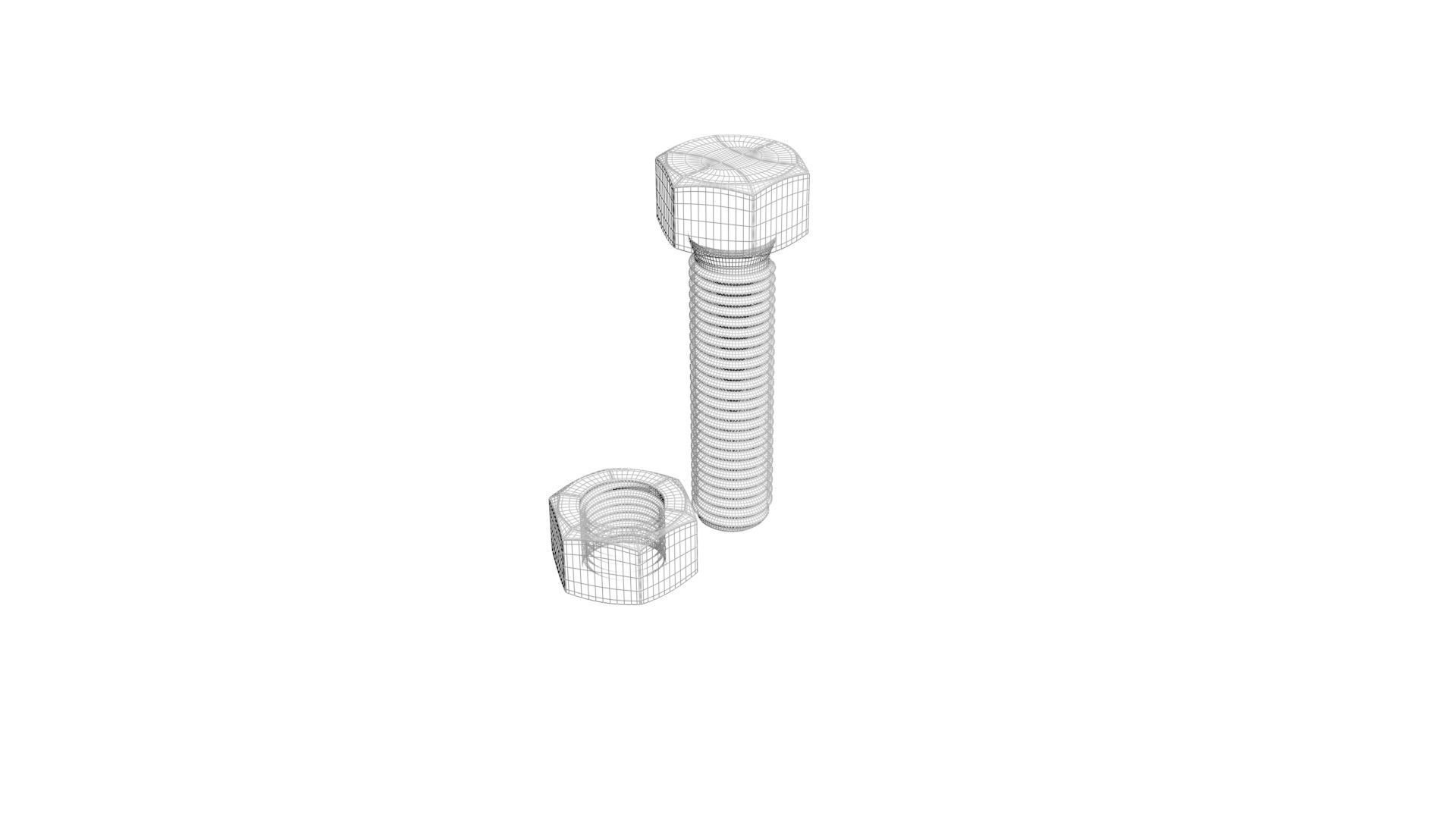 Hex Head and Bolt Nut 3D model | CGTrader