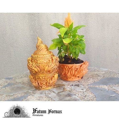 Fire jar - Fire flower pot 3D model 3D printable | CGTrader