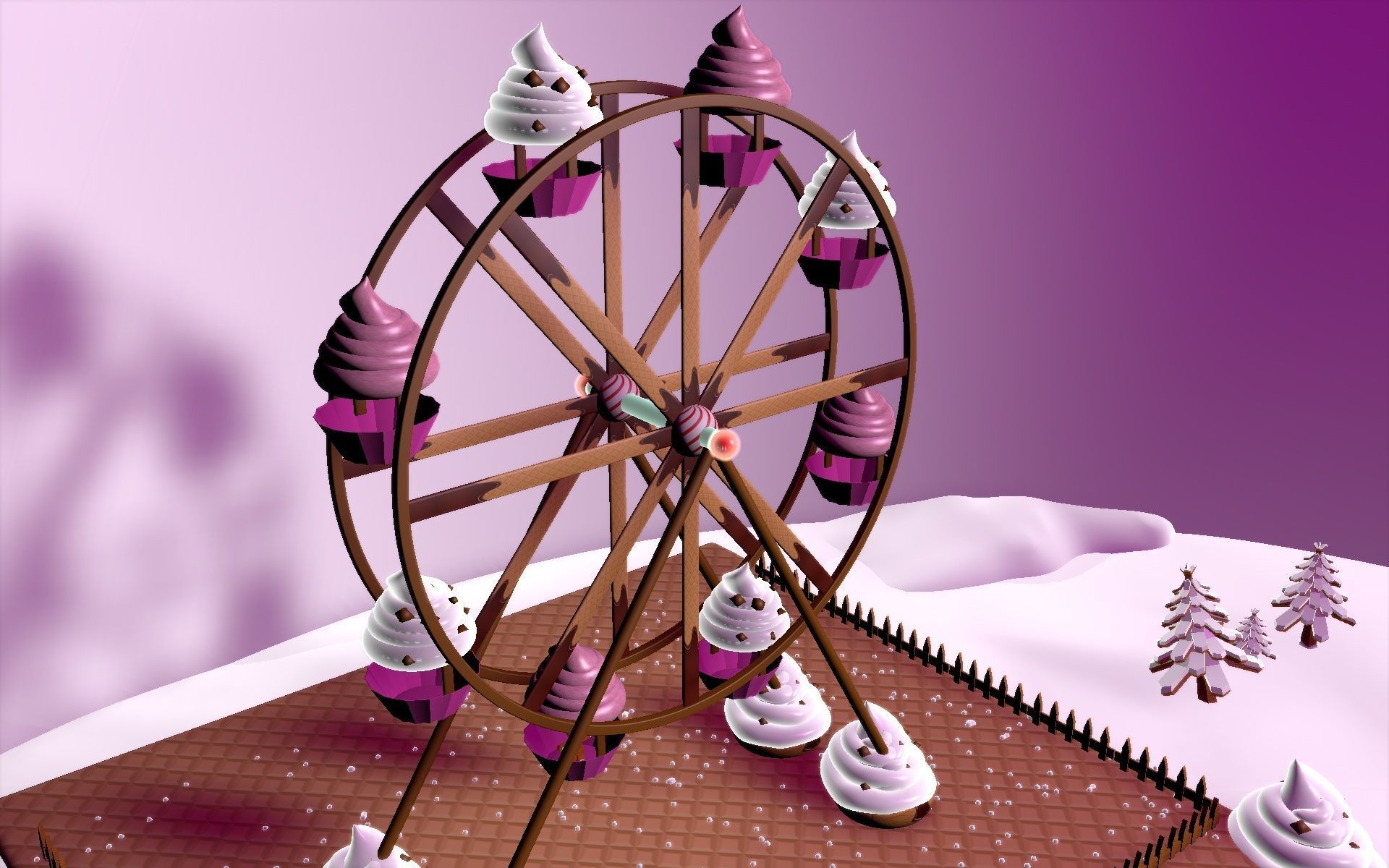 Gingerbread Village big Wheel 3D model | CGTrader